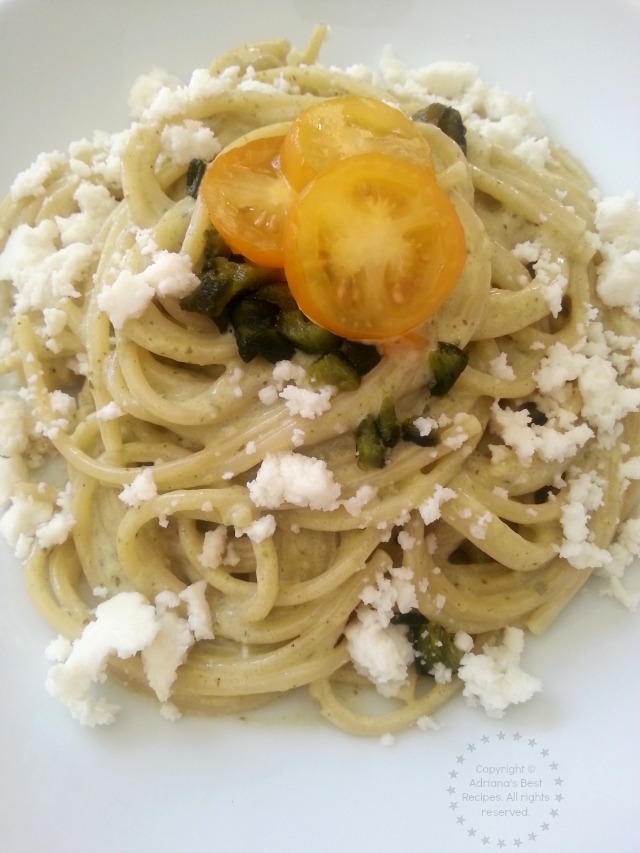 Roasted Poblano Spaghetti Alfredo - Adriana's Best Recipes
