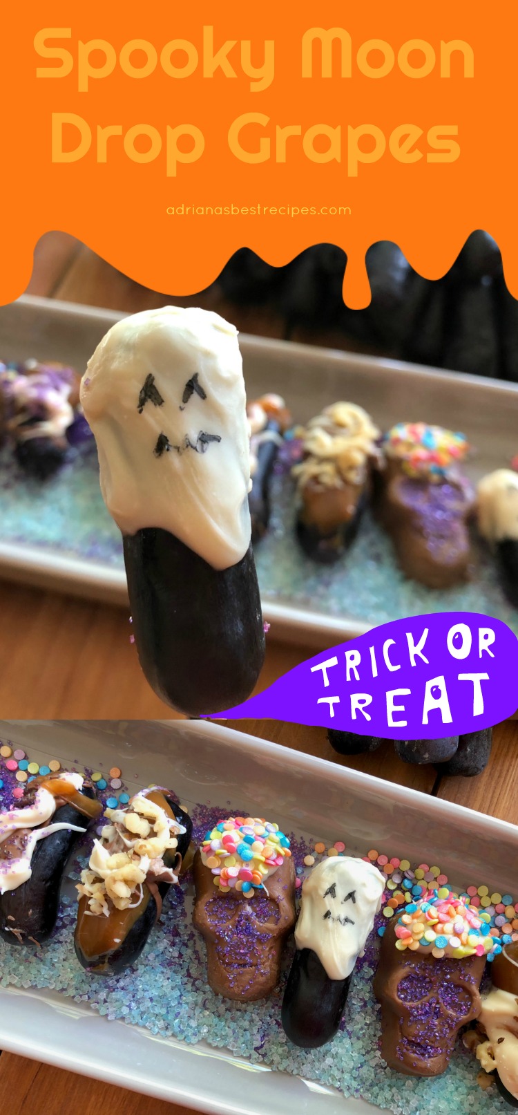 Spooky Moon Drop Grapes for Halloween - Adriana's Best Recipes