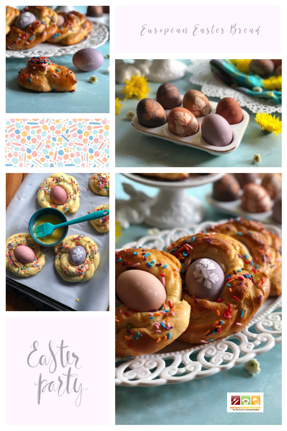 European Easter Bread with Colored Eggs - Adriana's Best Recipes